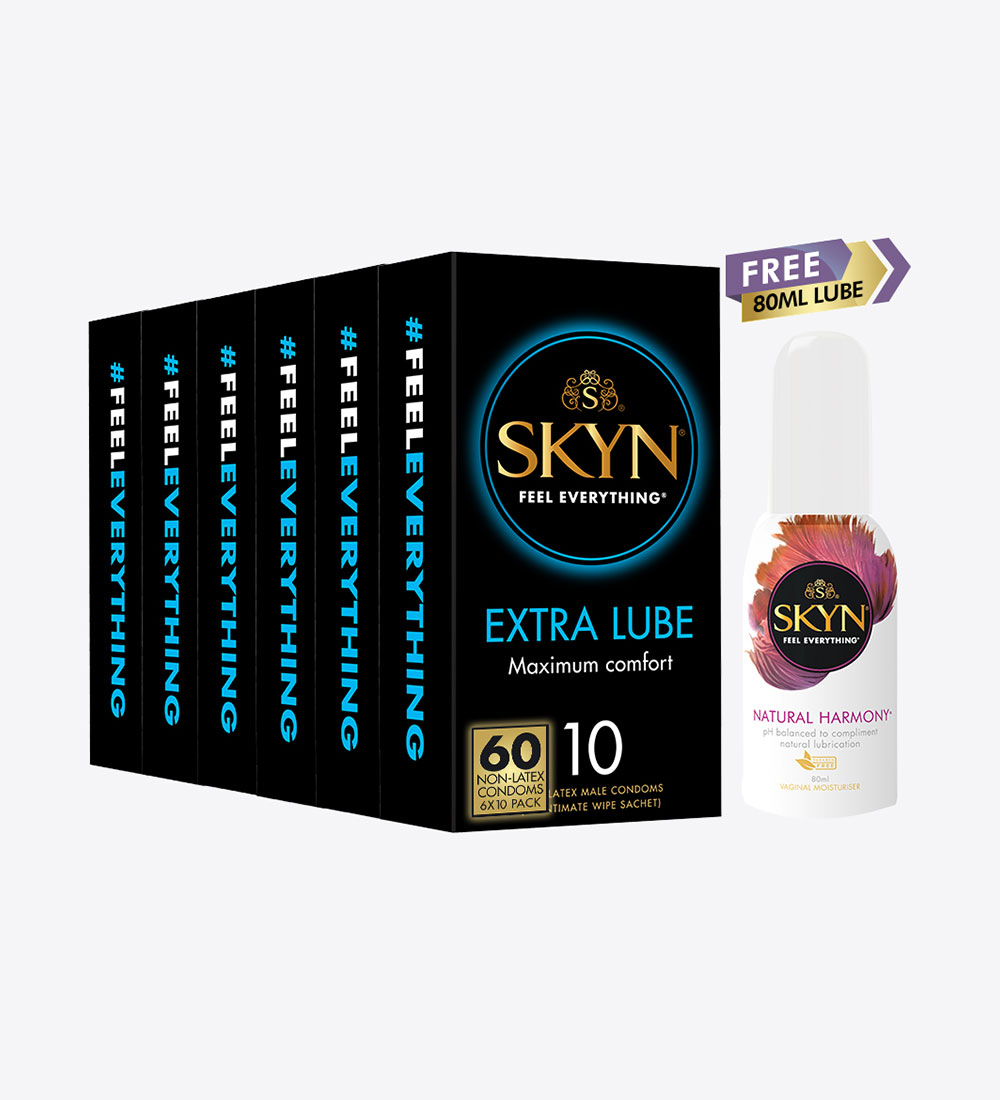 SKYN® Extra Lube Non Latex Condoms pack of 60 + SKYN® Natural Harmony ...